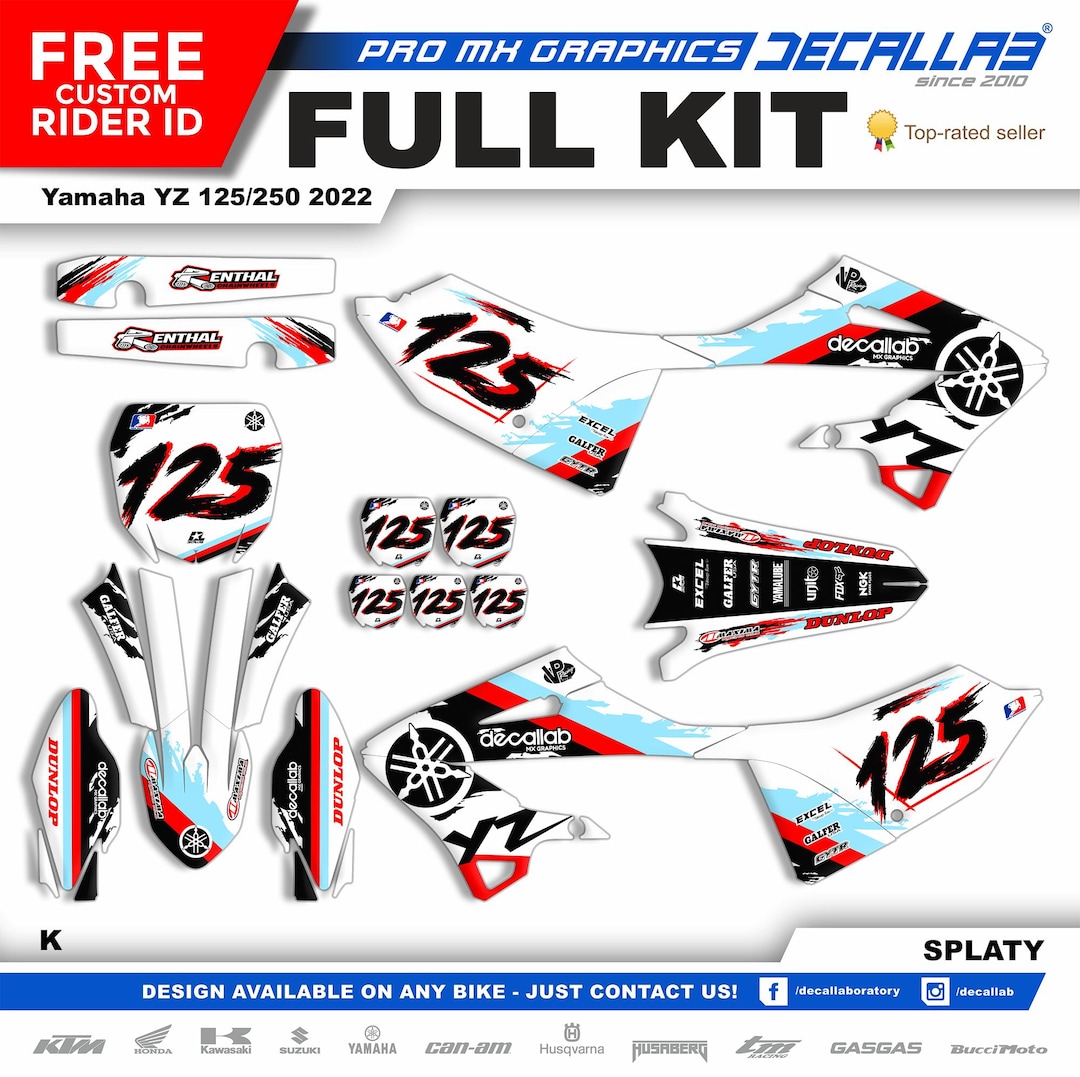 Yamaha YZ 125/250 MX Graphics Kit: White Chrome Holographic Decals - Etsy