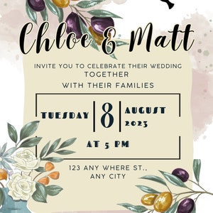 2 Wedding Invitations (printable and Electronic Template) - Etsy