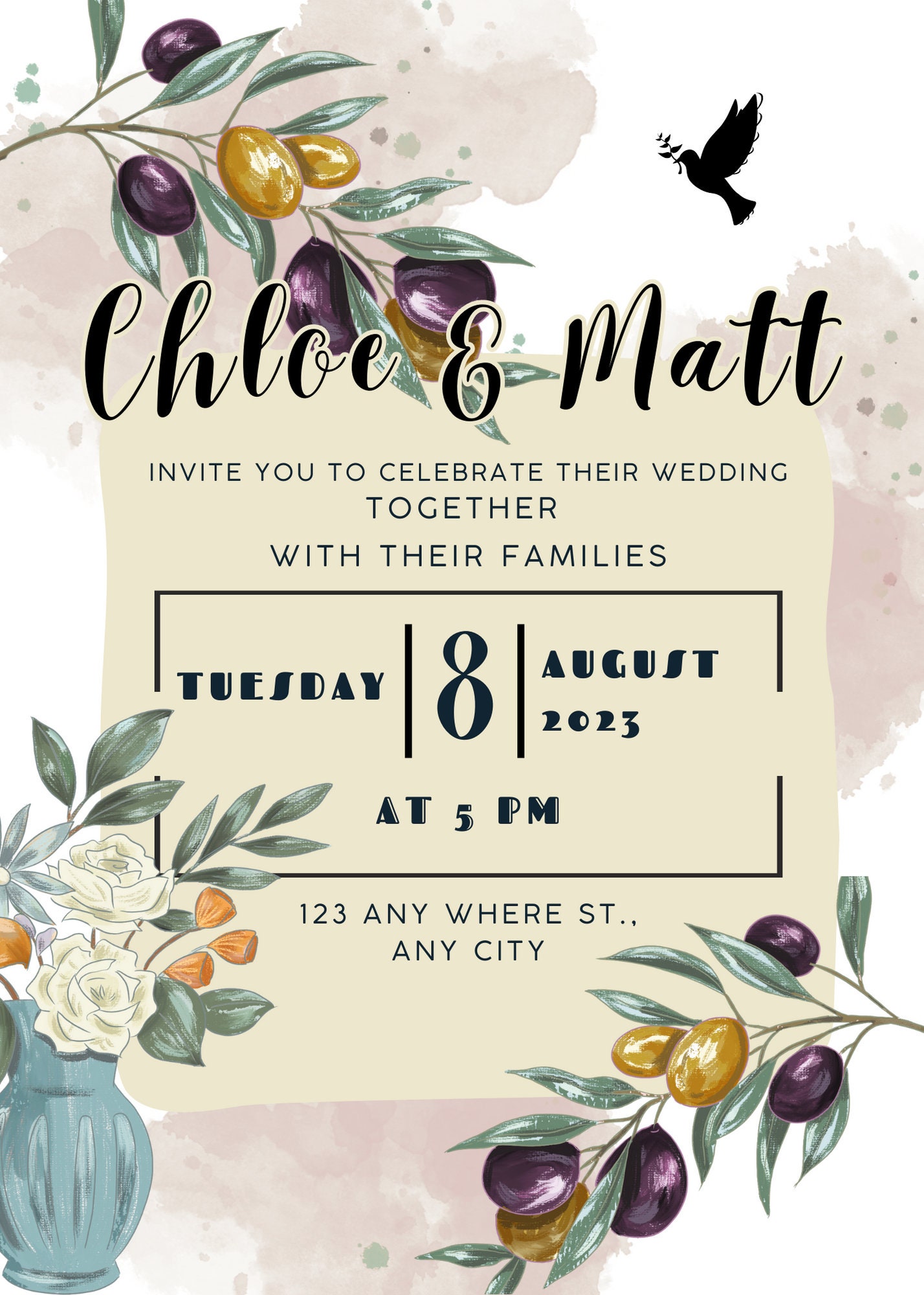 2 Wedding Invitations (printable and Electronic Template) - Etsy