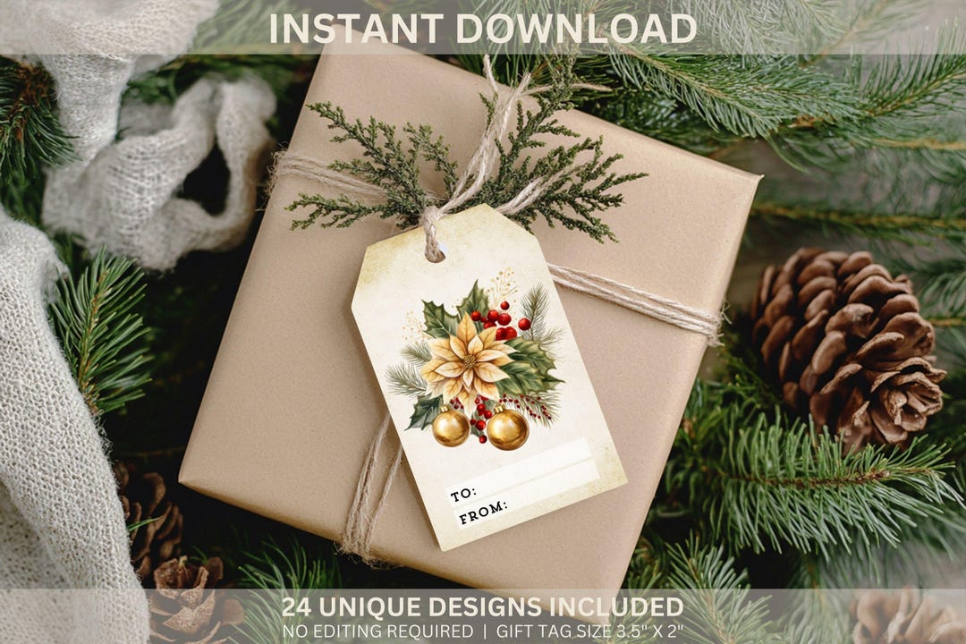 Boho Christmas Gift Tags | Printable Holiday Tags (digital Download) - Etsy