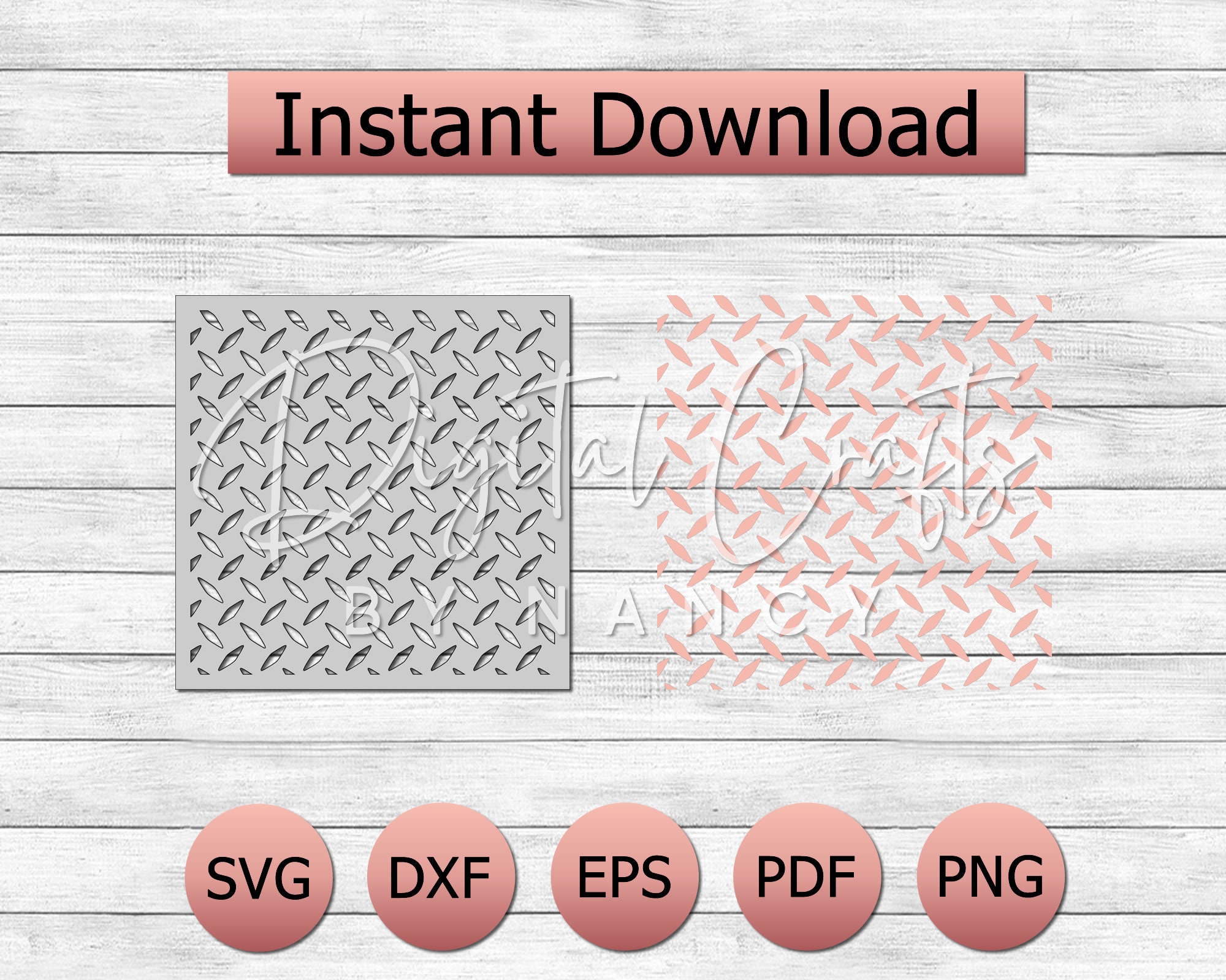 Diamond Plate Pattern Stencil: Industrial Texture SVG PNG (digital ...