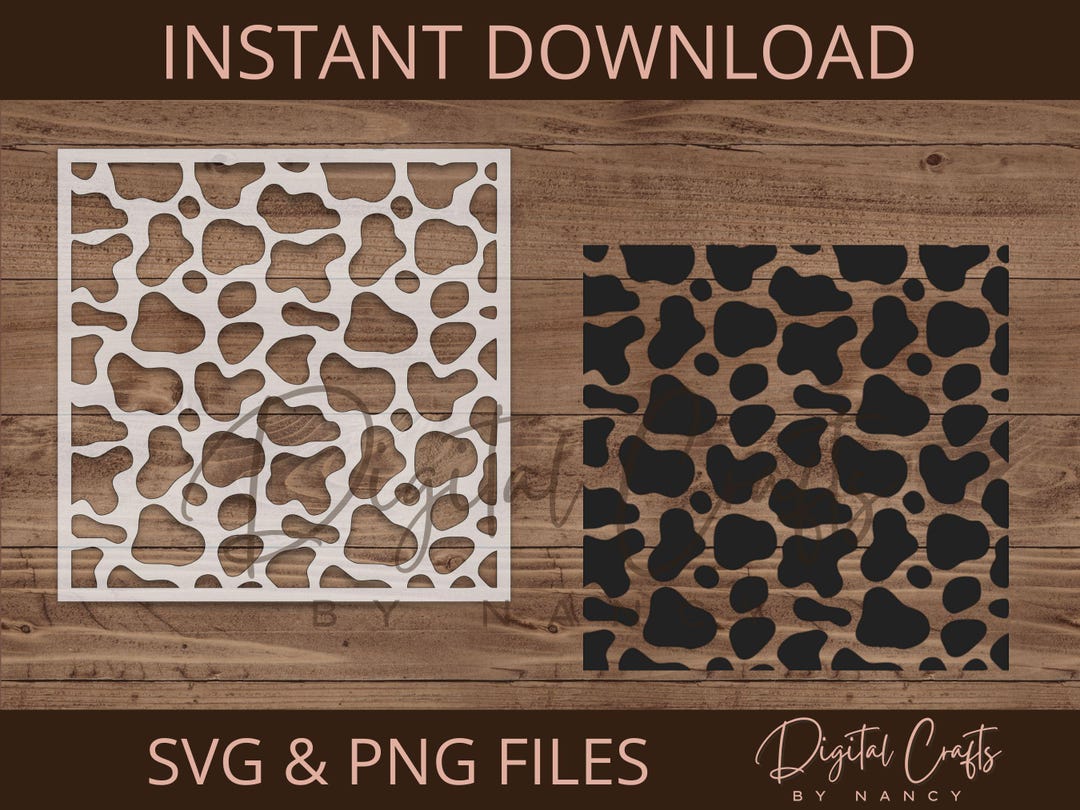 Cow Print Stencil, DIY Animal Print Stencil Template, SVG Digital Cut ...
