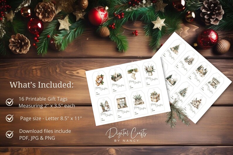 Variety Set of 16 Christmas Tags | Neutral Vintage Christmas Tags ...