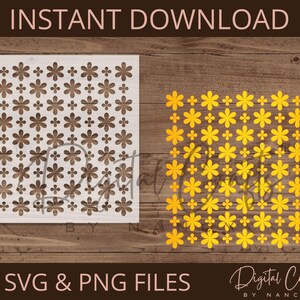 Seamless Daisy Pattern DIY Stencil Template for Cricut, Silhouette ...
