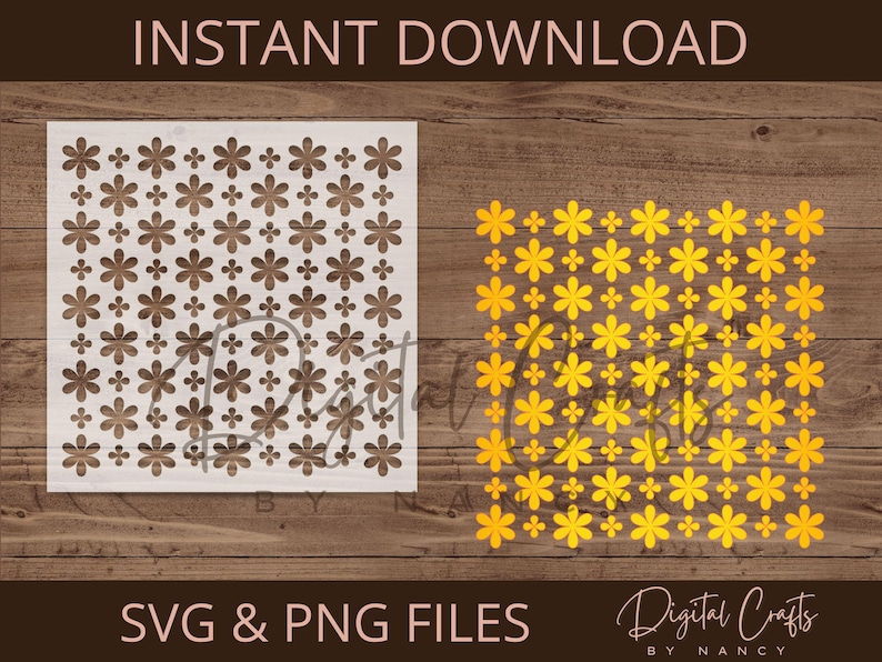 Seamless Daisy Pattern DIY Stencil Template for Cricut, Silhouette ...