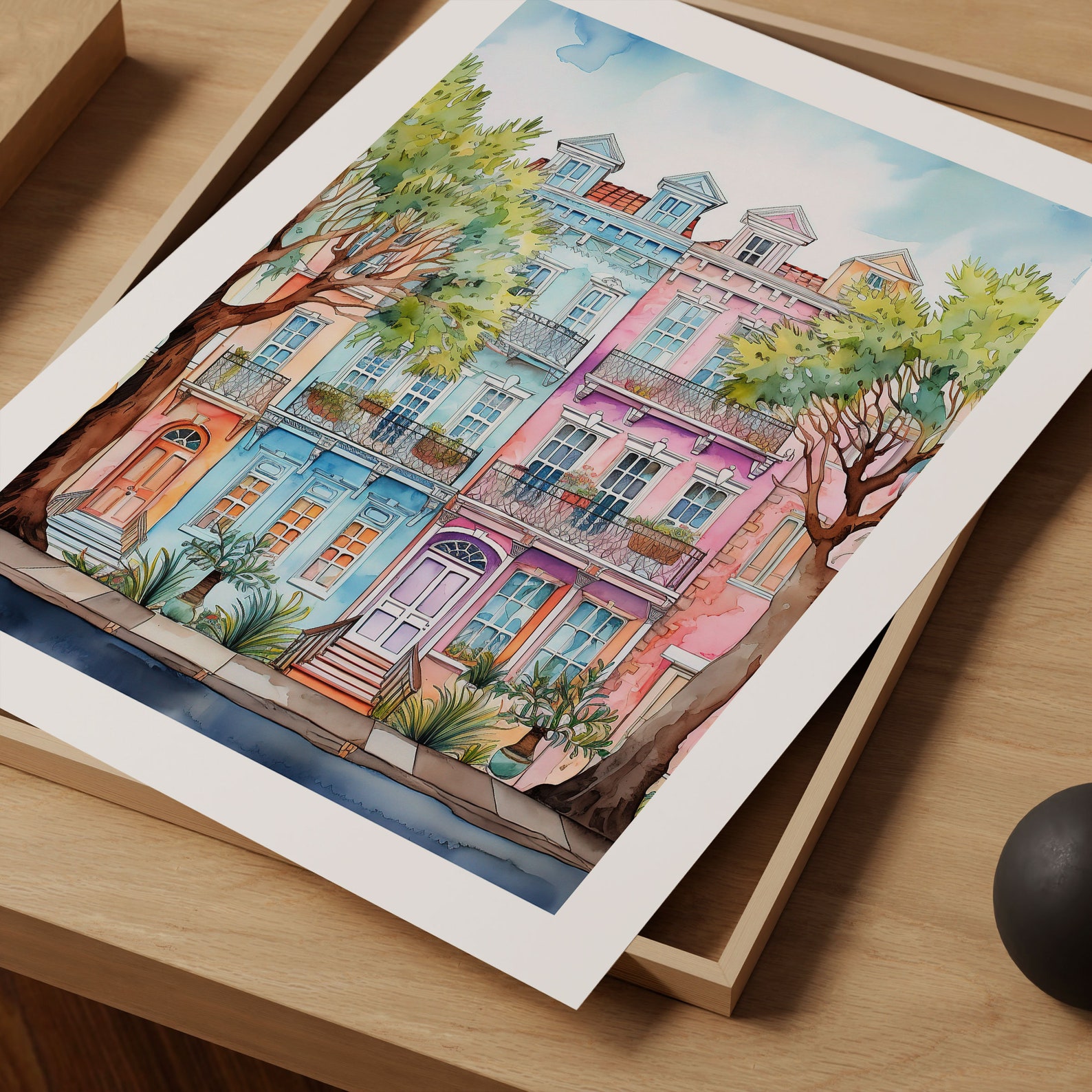 Charleston South Carolina Art Print Rainbow Row Charleston Watercolor ...
