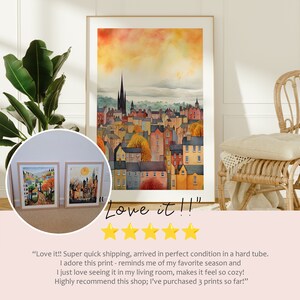 Edinburgh Skyline Watercolor Art Print, Scotland Travel Decor - Etsy