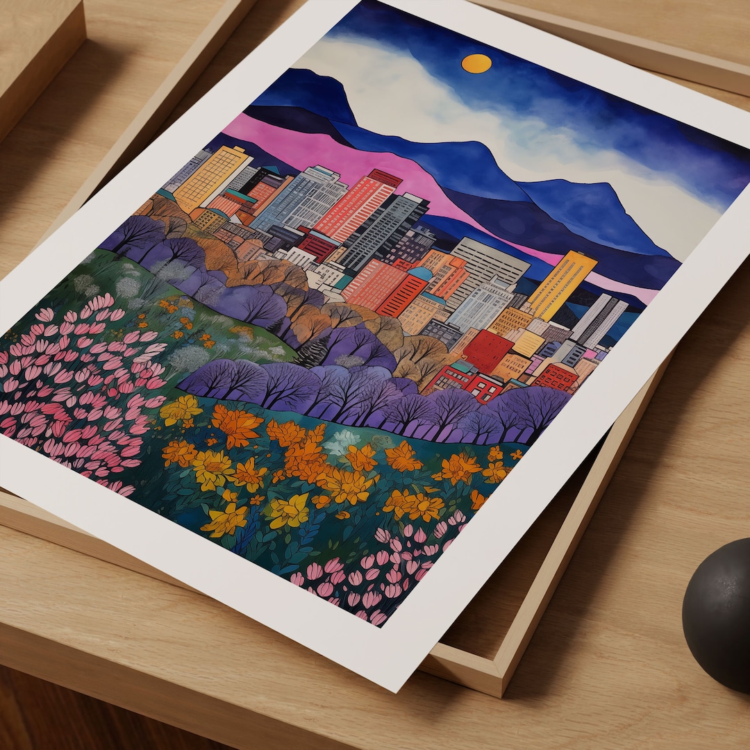 Denver Colorado Art Print Wall Decor City Illustration Home Decor - Etsy