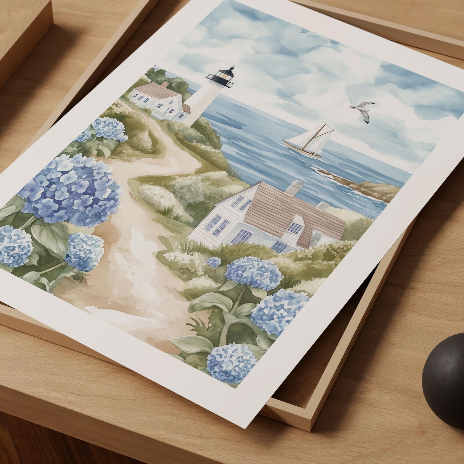 Cape Cod Watercolor Painting Art Print, Beach Scene Seaside Wall Art ...