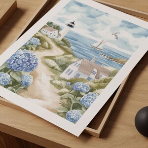 Cape Cod Watercolor Art Print, Coastal Seaside Beach House Decor - Etsy