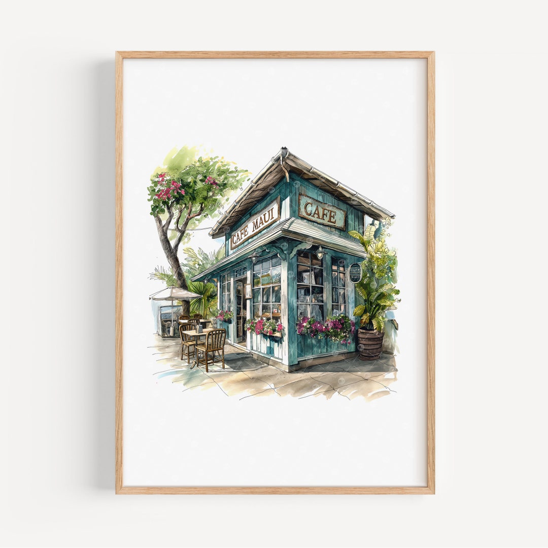 Maui Island Hawaii Cafe Art Print Wall Art Coffee Lover Giclee Print ...