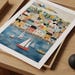 Bar Harbor Coastal Town Framed Art Print – Colorful Sailboat Harbor ...