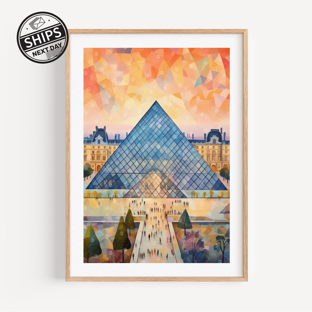 Louvre Pyramid Art Print, Colorful Paris Architecture - Etsy