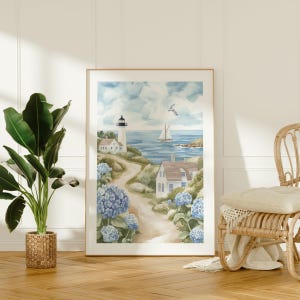 Cape Cod Watercolor Art Print, Coastal Seaside Beach House Decor - Etsy