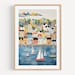 Bar Harbor Coastal Town Framed Art Print – Colorful Sailboat Harbor ...