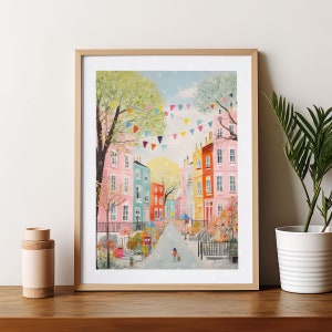 Notting Hill London Art Print London Street Scene Wall Decor London ...