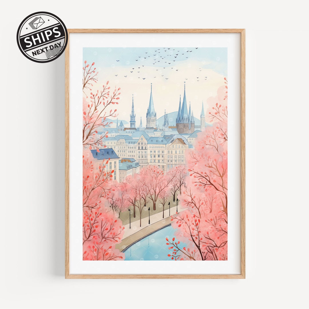 Vienna Watercolor Art Print, Europe Travel Illustration - Etsy