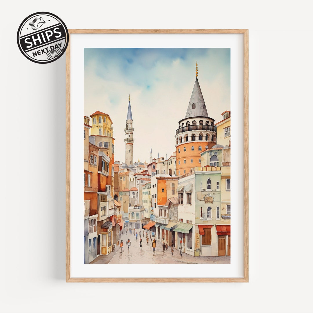 Istanbul Poster Wall Art Print Istanbul Watercolor Traveler Gift ...