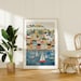 Bar Harbor Coastal Town Framed Art Print – Colorful Sailboat Harbor ...
