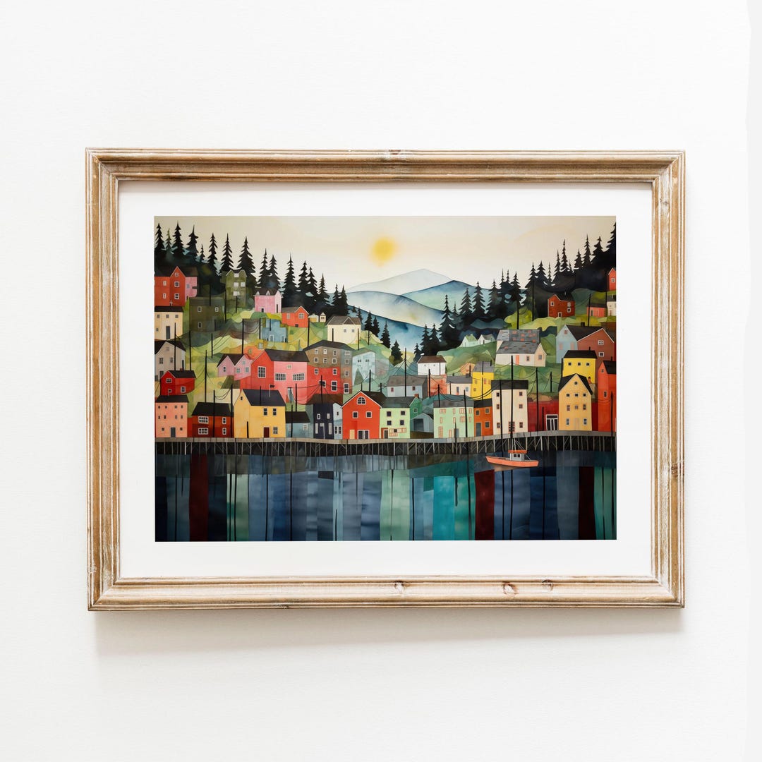 Ketchikan Alaska Coastal Village Art Print - Colorful Harbor Scene Wall ...