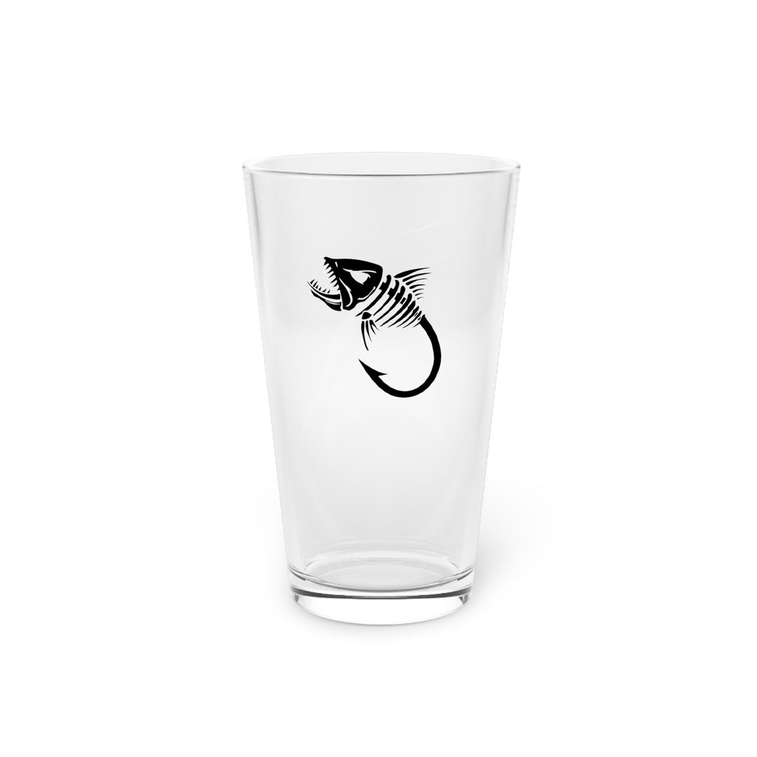 Flyfishing Black Skeleton Fly Fishing Fish Pint Glass Beer - Etsy