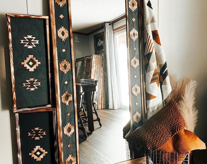 Framed Cowhide Turquoise Mirror / Western Mirror/ Cowhide Decor - Etsy ...