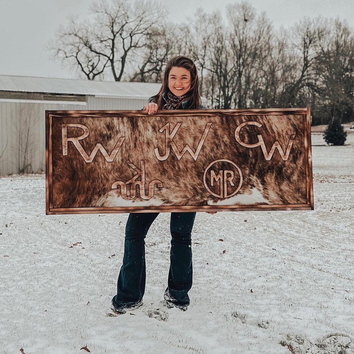 Western Branded Cowhide Sign // Branded Hide // Custom Brand Sign ...