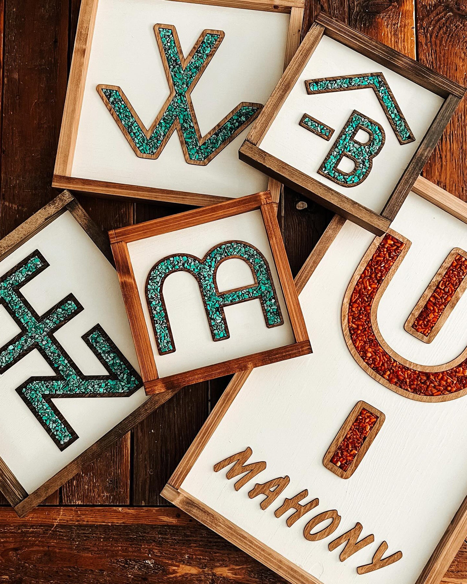 Branded Stone Inlay Sign // Turquoise Stone Sign // Custom Brand Sign ...