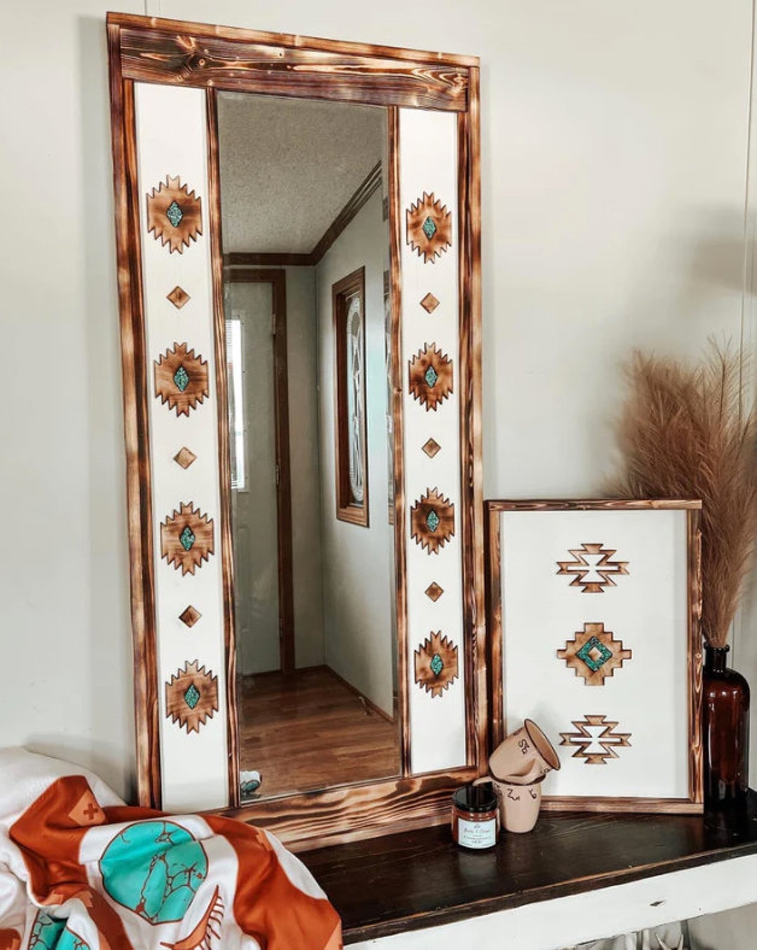 Tulsa Turquoise Stone Original Bunkhouse Mirror // Western Home Decor ...