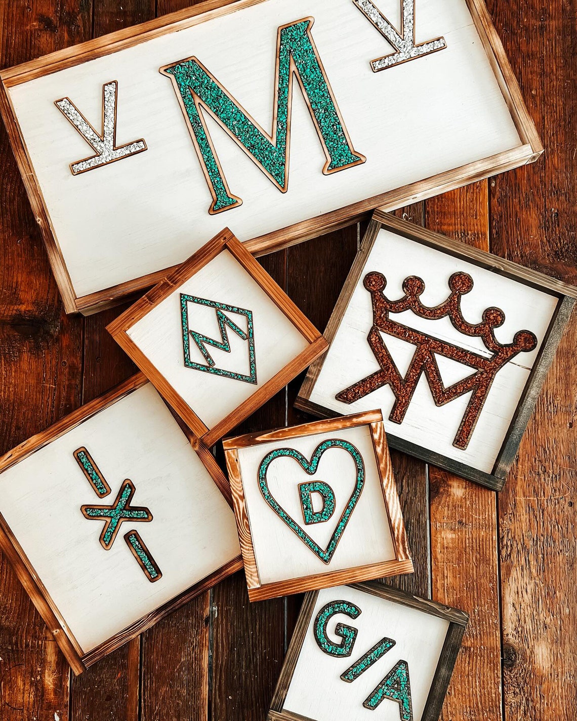 Branded Stone Inlay Sign // Turquoise Stone Sign // Custom Brand Sign ...