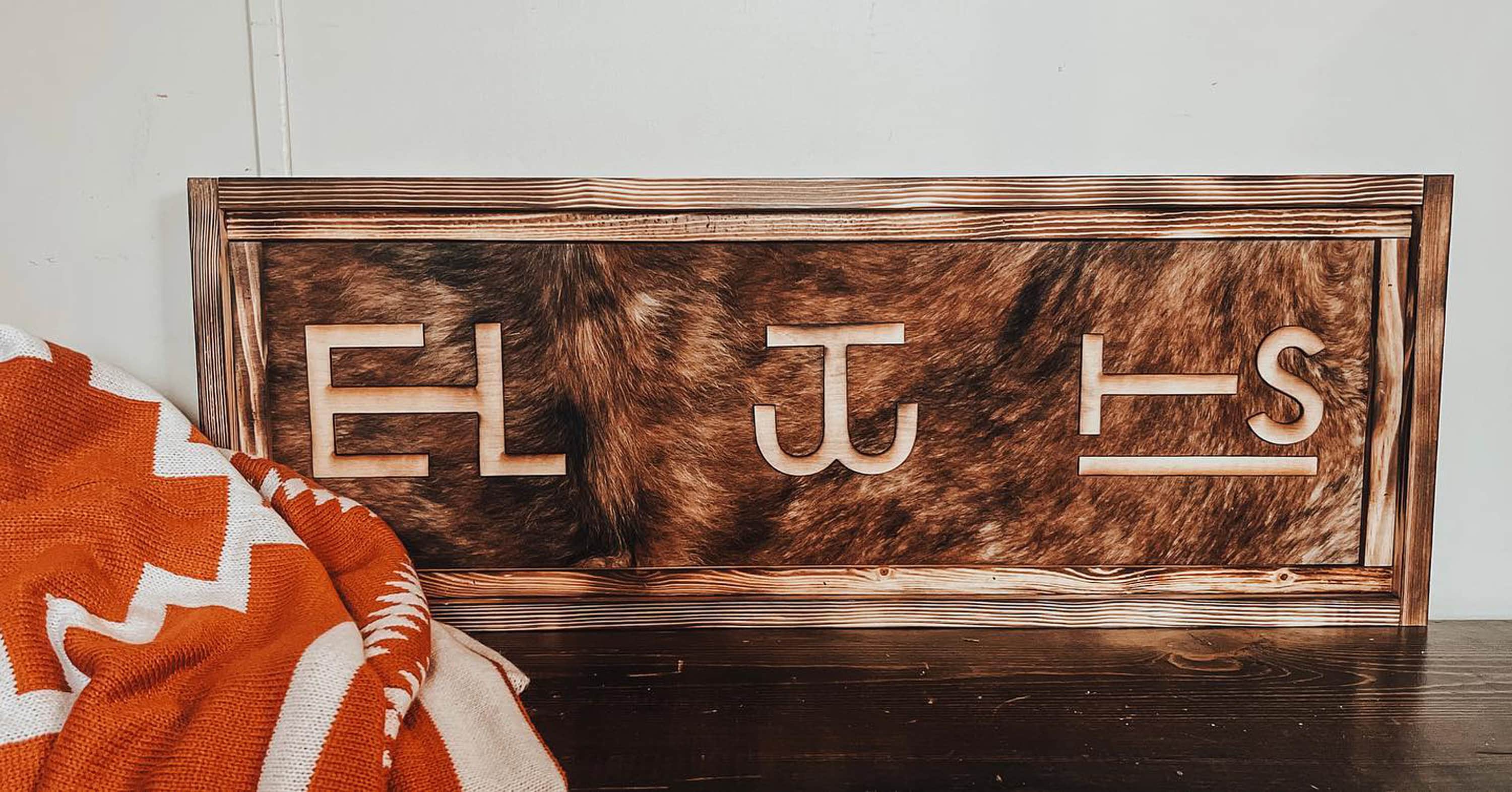 Western Branded Cowhide Sign // Branded Hide // Custom Brand Sign ...