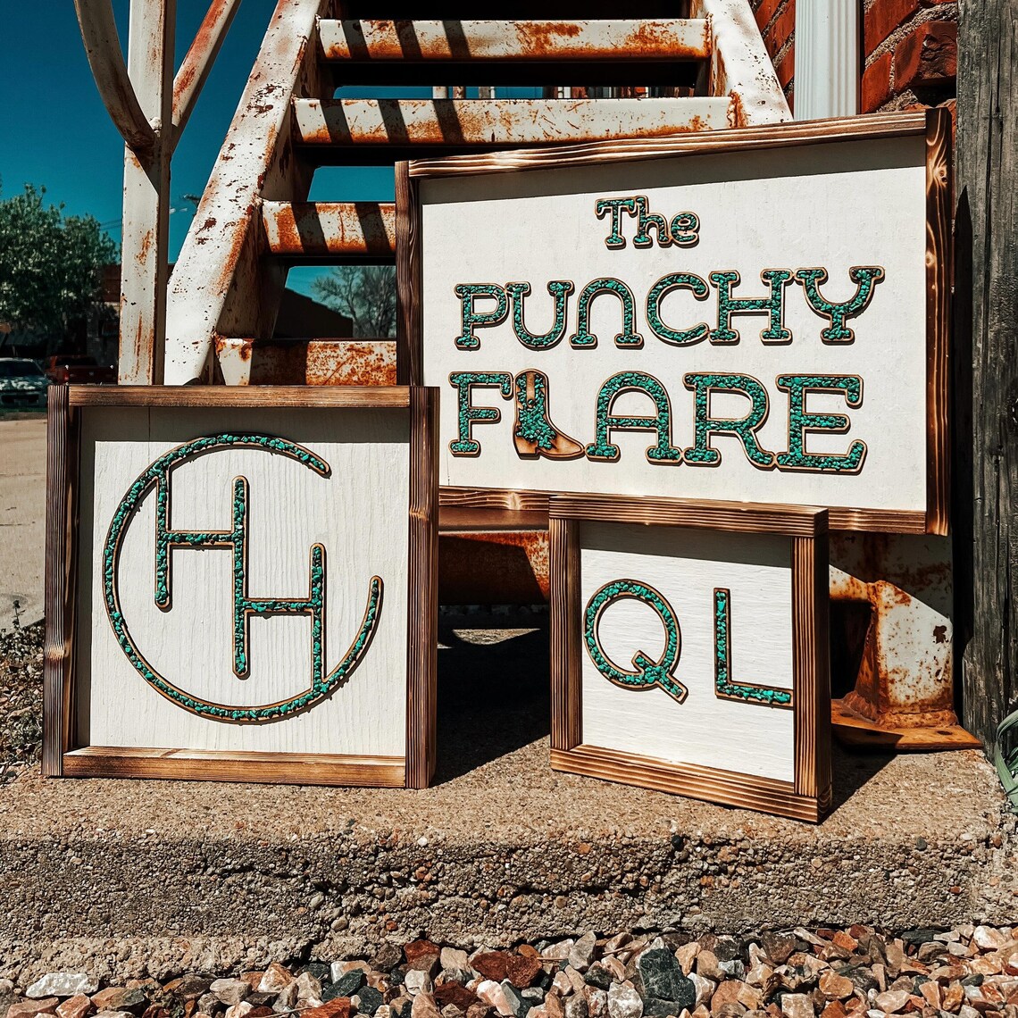 Branded Stone Inlay Sign // Turquoise Stone Sign // Custom Brand Sign ...