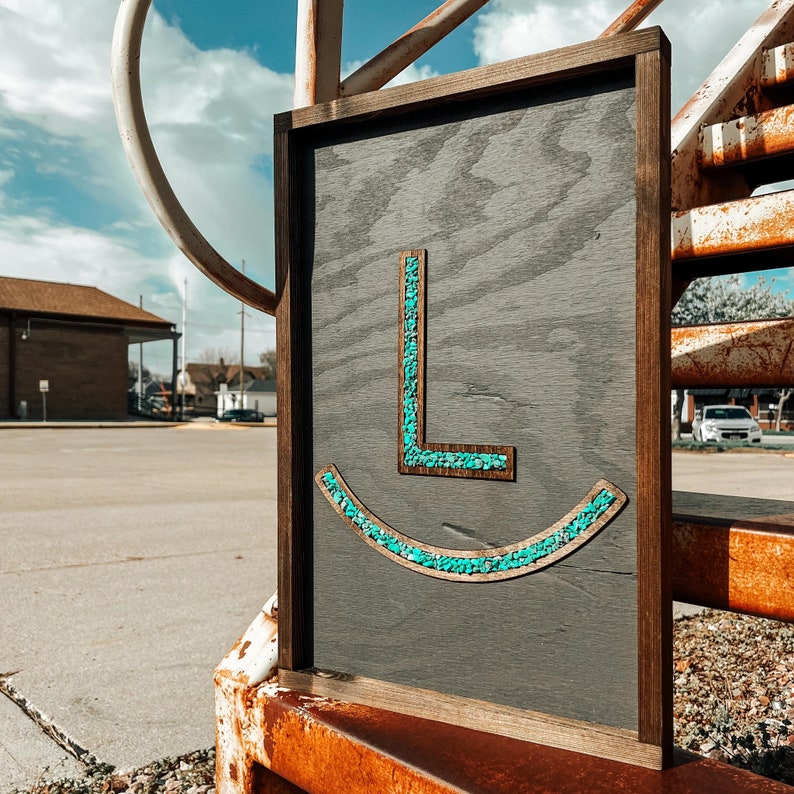 Branded Stone Inlay Sign // Turquoise Stone Sign // Custom Brand Sign ...