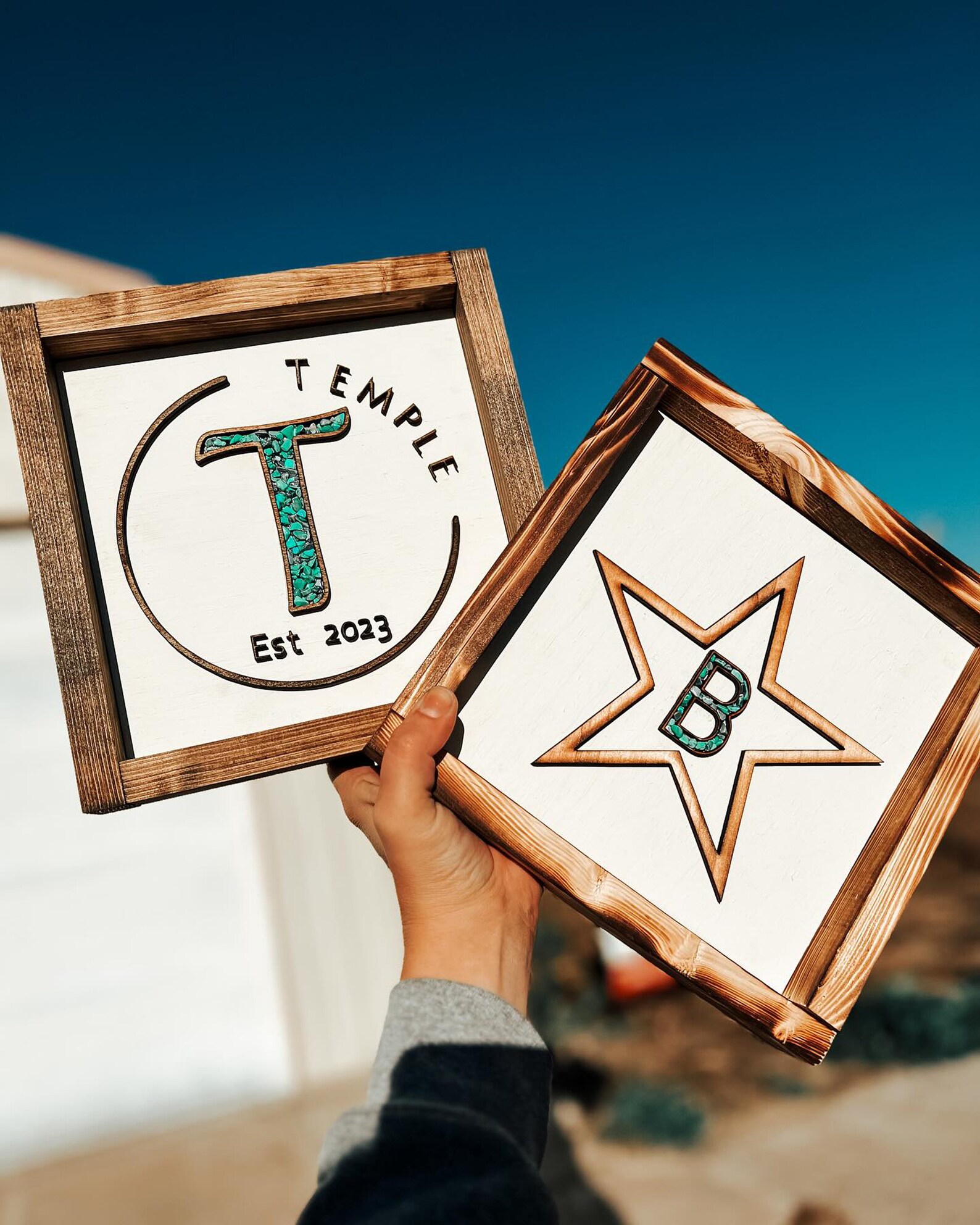 Branded Stone Inlay Sign // Turquoise Stone Sign // Custom Brand Sign ...