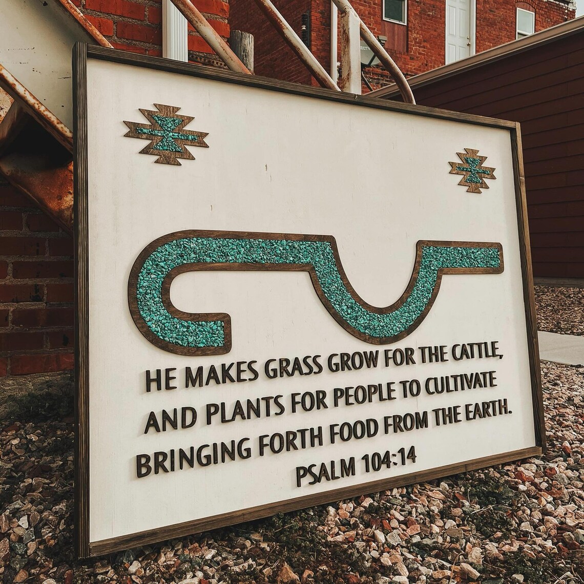 Branded Stone Inlay Sign // Turquoise Stone Sign // Custom Brand Sign ...