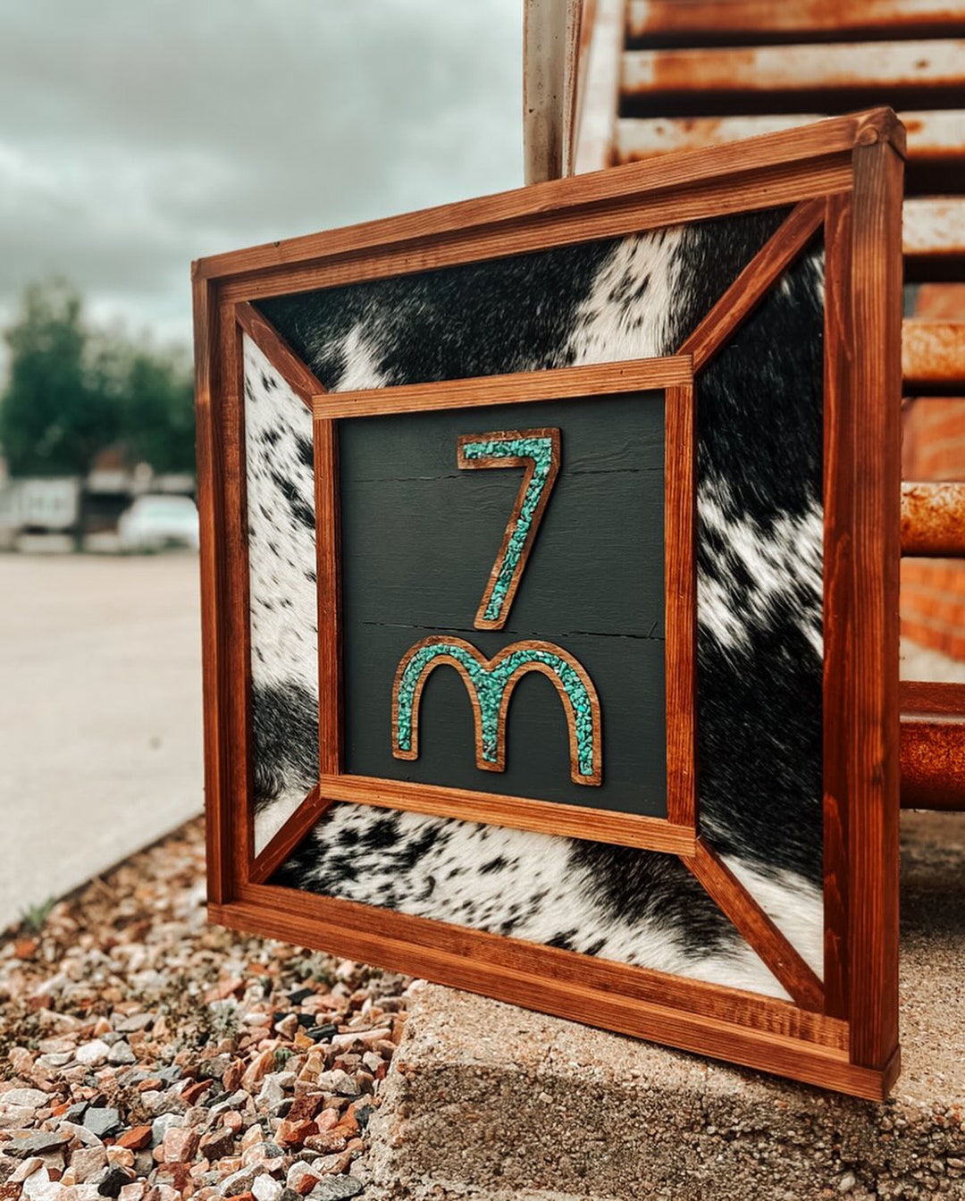 Western Four-sided Branded Stone Inlay Sign // Southwestern Sign ...