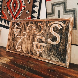 Western Branded Cowhide Sign // Branded Hide // Custom Brand Sign ...
