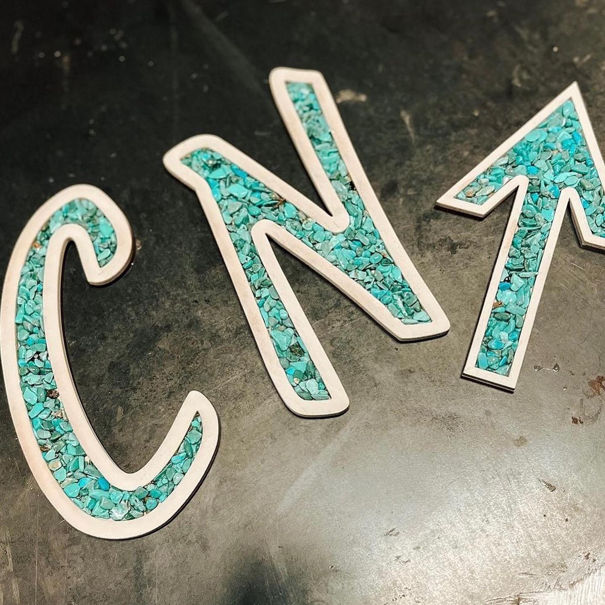 Stone Inlay Letter // Turquoise Stone Letter // Goldstone Letter ...