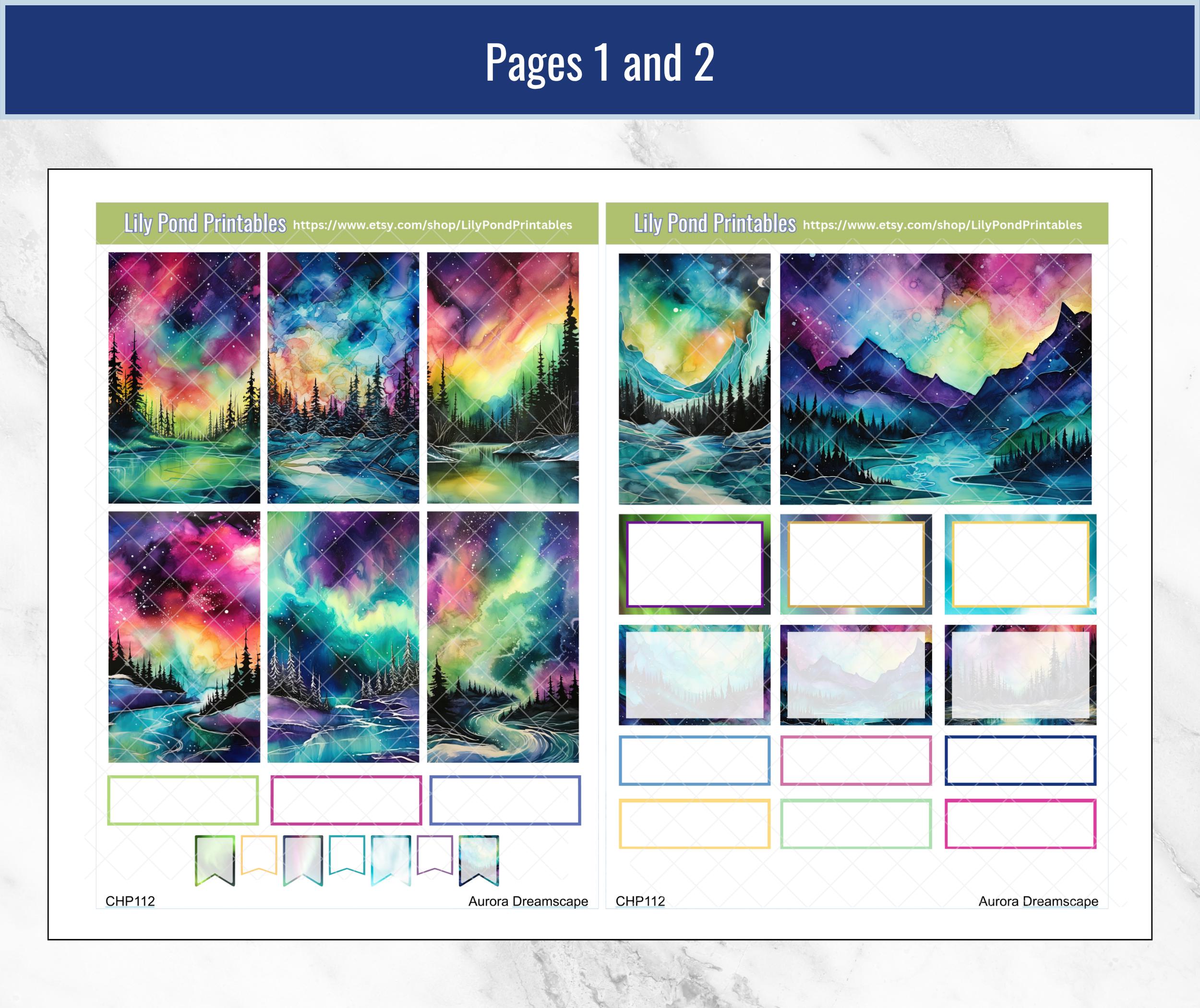 AURORA DREAMSCAPE, Printable Stickers, Weekly Sticker Kit, Happy ...