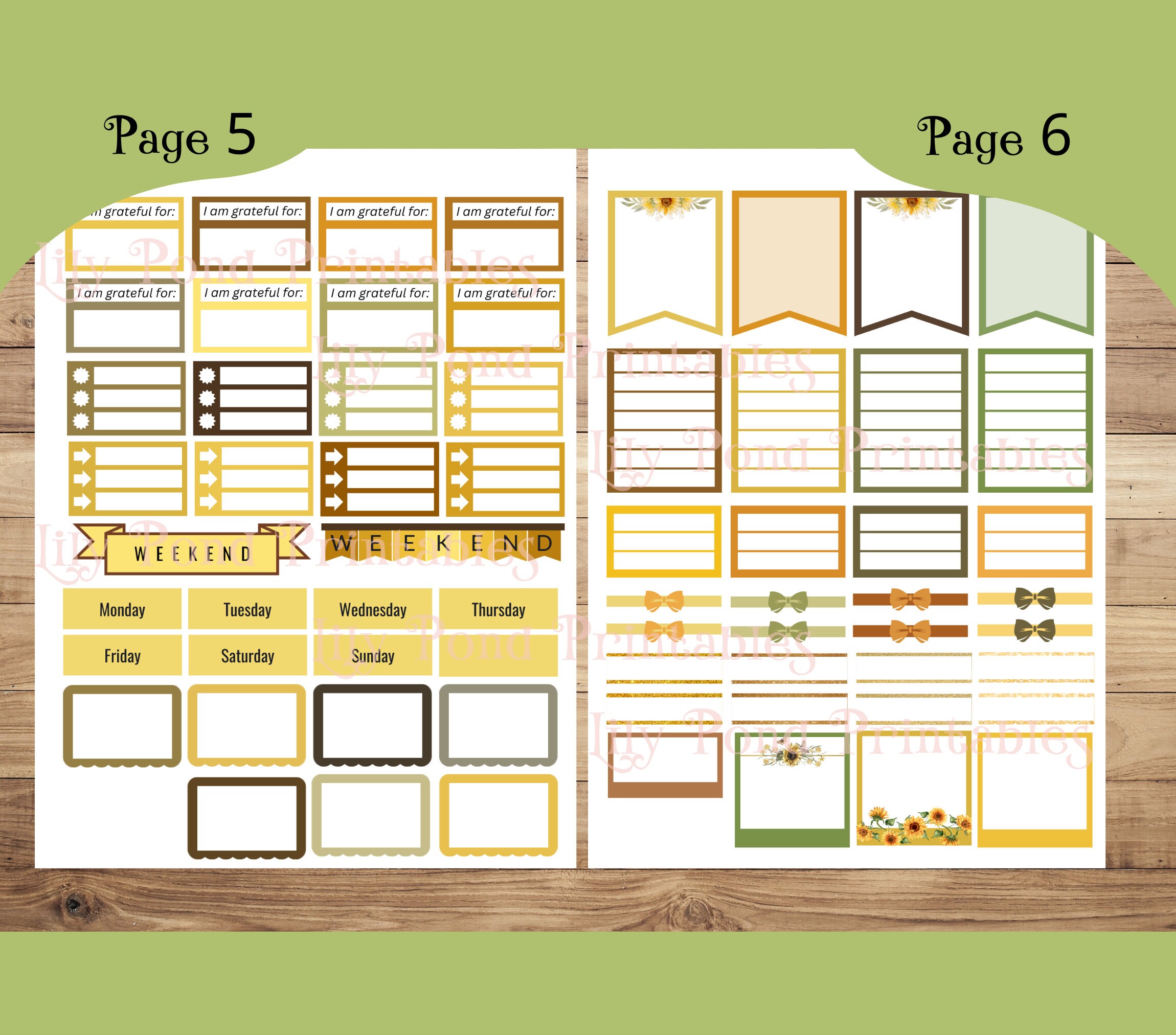 SUNFLOWER DAZE Printable Stickers Weekly Sticker Kit Happy - Etsy