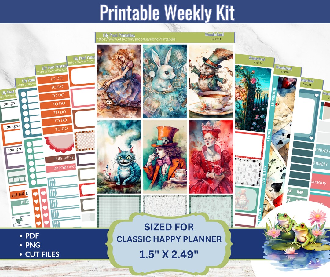 WONDERLAND Planner Stickers, Printable Stickers, Vertical Stickers ...