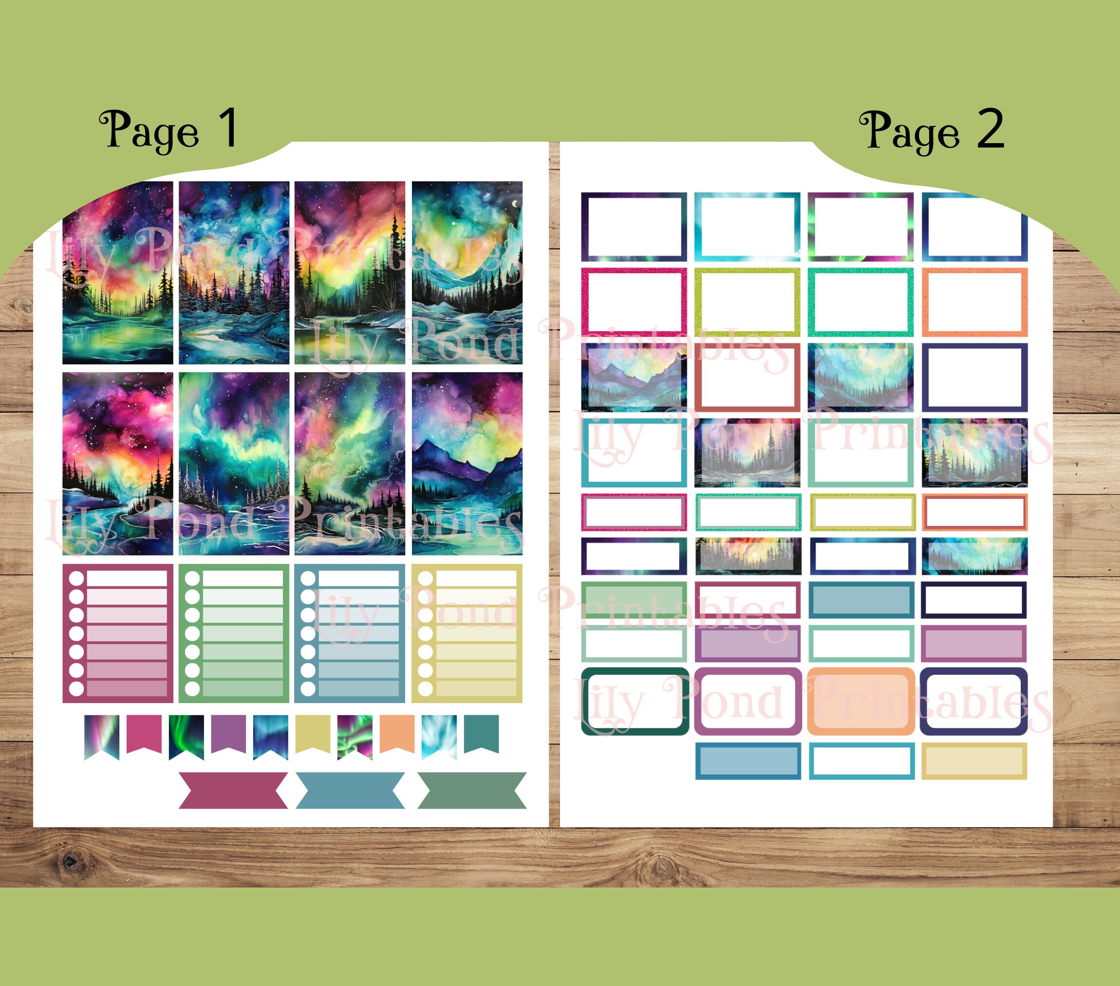 AURORA DREAMSCAPE Printable Stickers Weekly Sticker Kit - Etsy