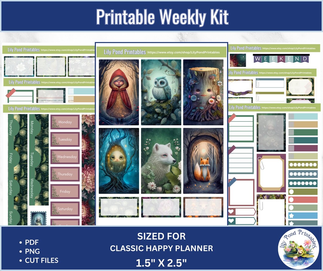 MYSTIC FOREST Printable Stickers, Weekly Sticker Kit, Happy Planner ...