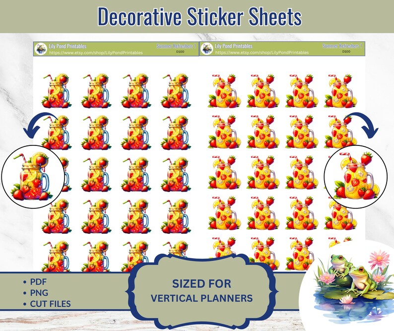 SUMMER REFRESHERS Decorative Planner Stickers, Printable Stickers ...
