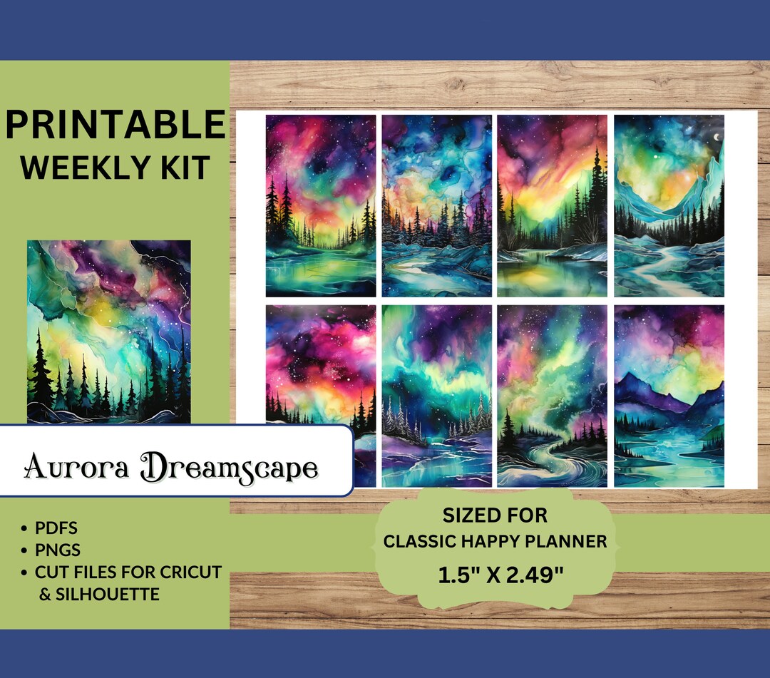 AURORA DREAMSCAPE Printable Stickers Weekly Sticker Kit - Etsy