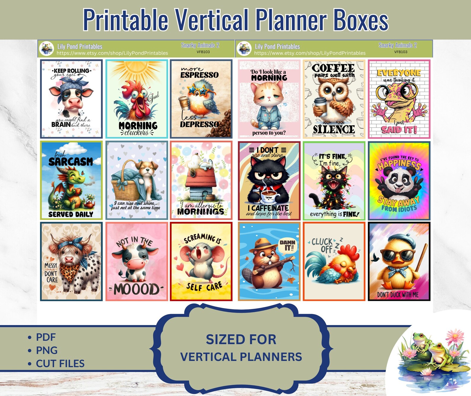 SNARKY ANIMALS 2 Full Box Planner Stickers, Printable Stickers ...