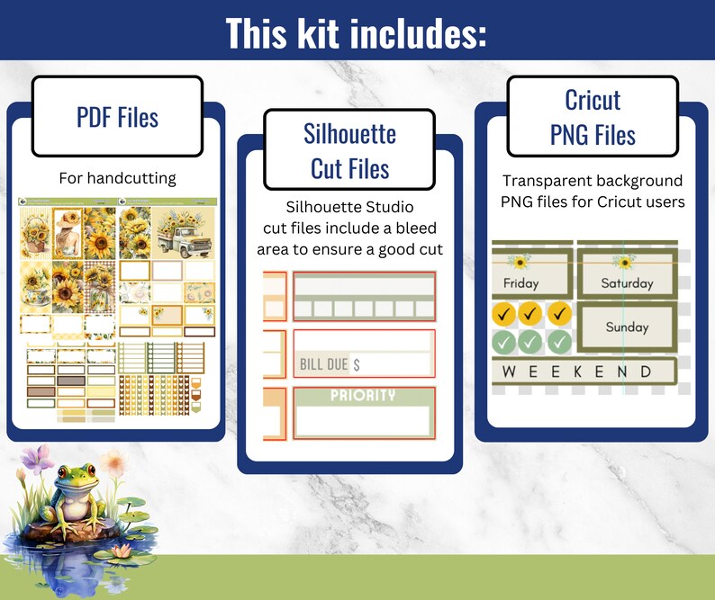 SUNFLOWER DAZE Printable Stickers, Weekly Sticker Kit, Happy Planner ...