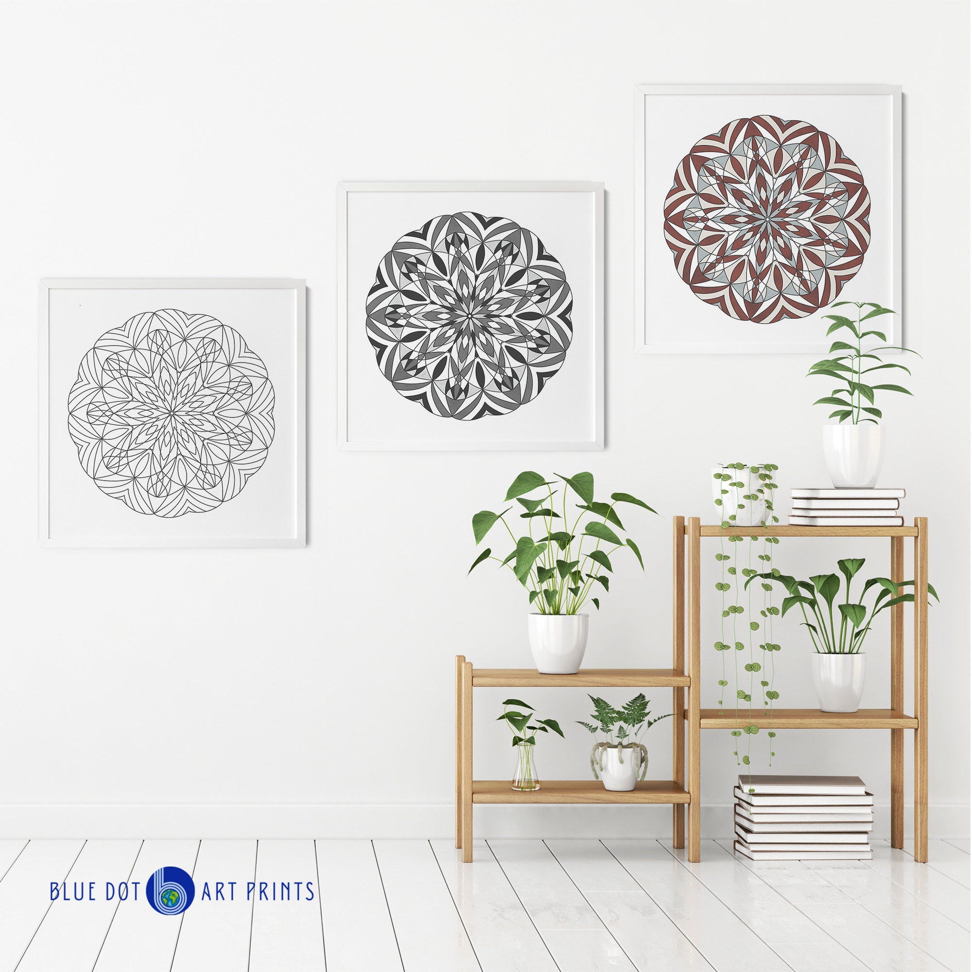 Mandala Wall Art, Mandala Wall Decor, Set of 3 Prints, Boho Living Room ...