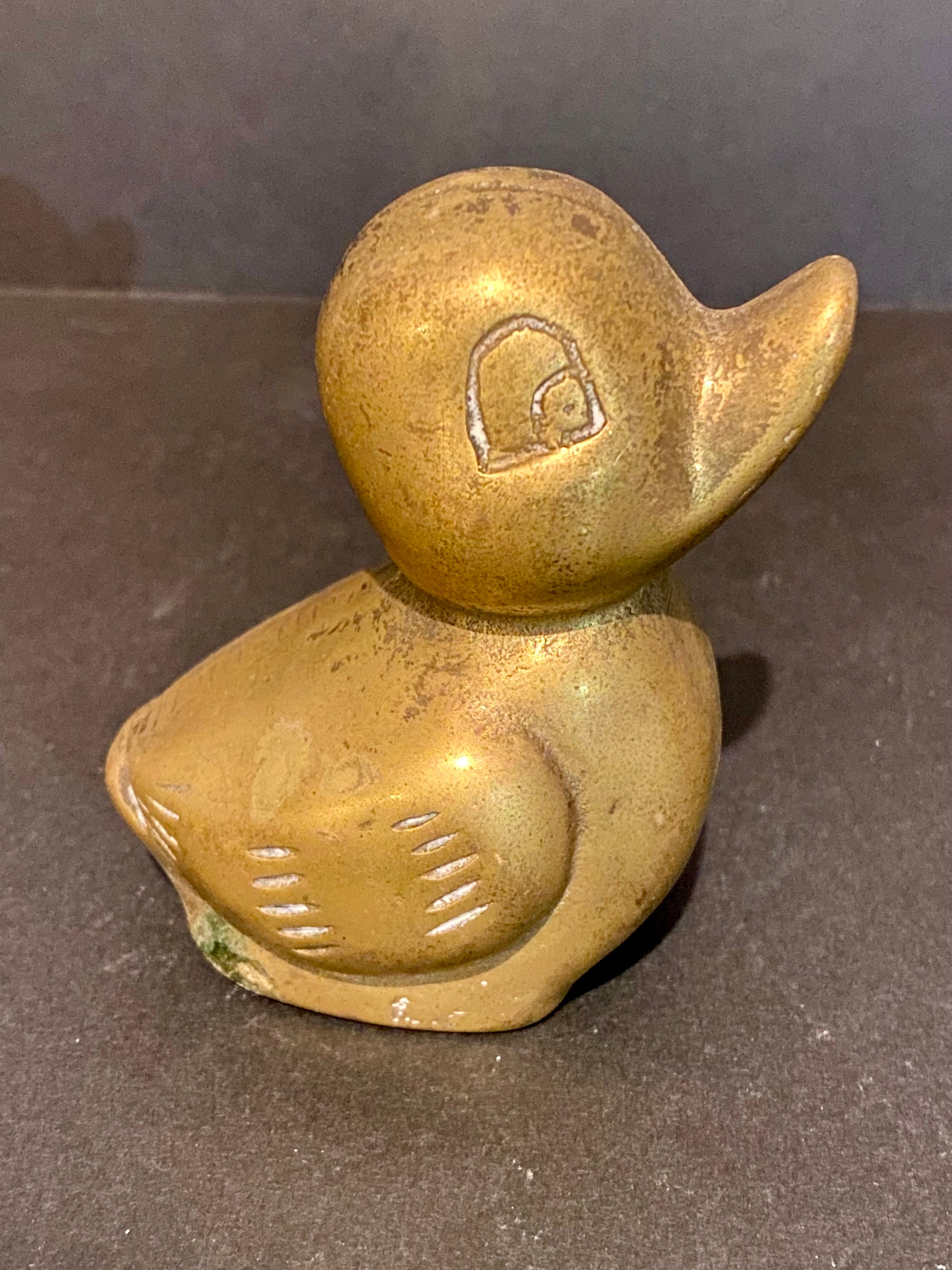 Vintage Brass Duck Figurine - Etsy