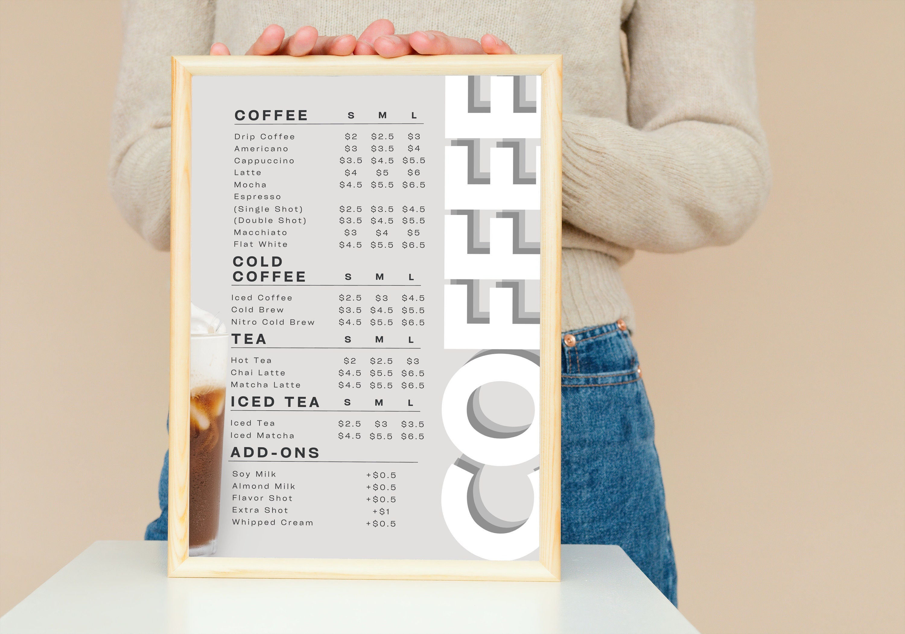 Minimalist Coffee Shop Menu Board Coffee Bar Sign Coffee Menu Coffee ...